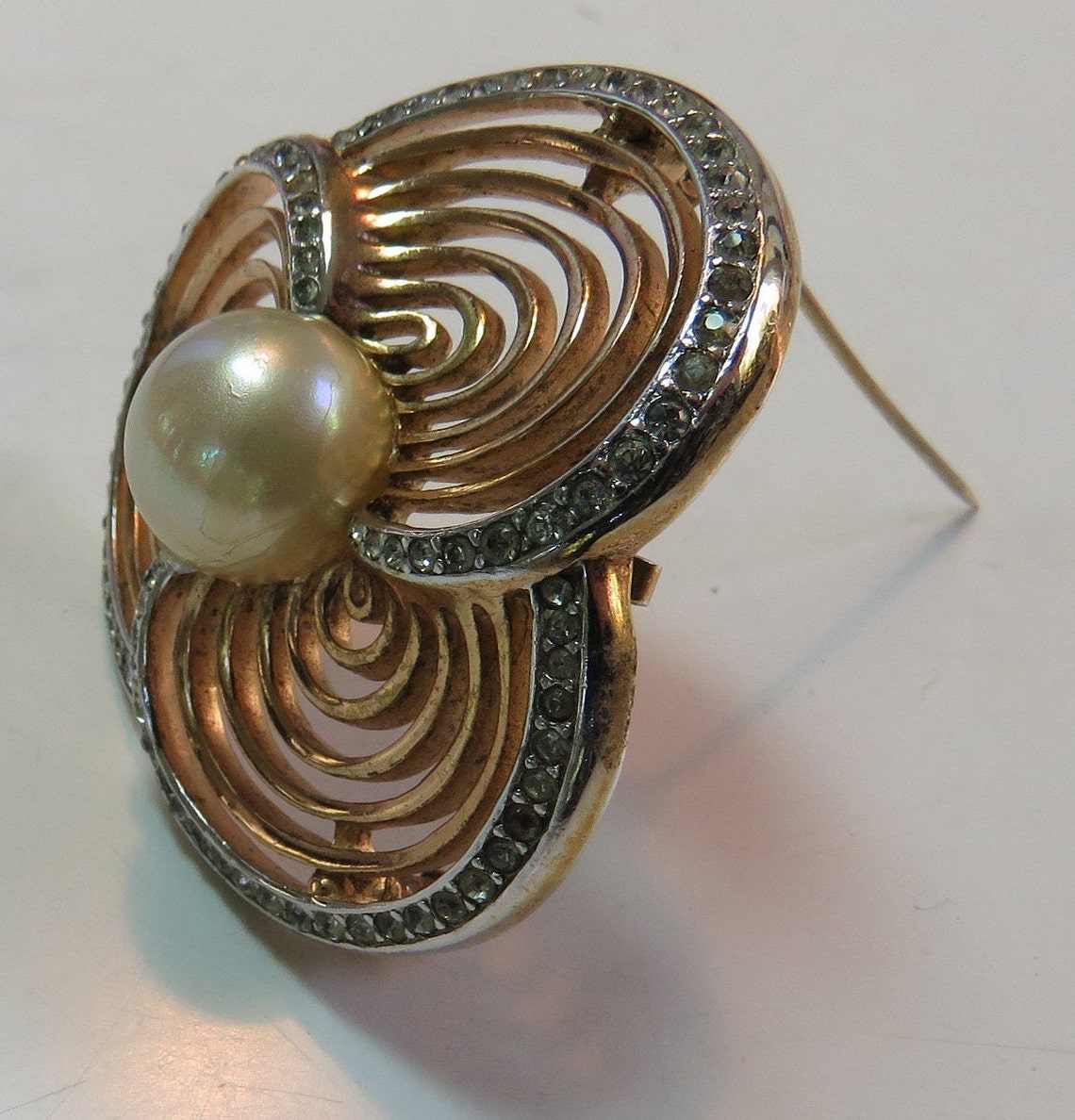 Trifari Pearl Brooch Large Trifoil RETRO - Etsy