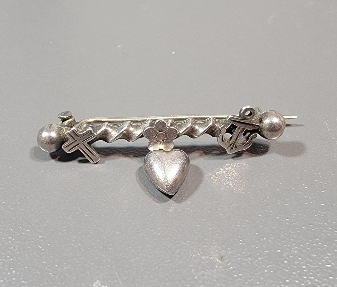Antique Brooch Faith Hope and Charity Sterling Silver - Etsy