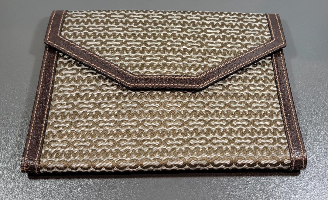 Mark Cross Wallet Vintage Logo Fabric Leather Trim Brown - Etsy