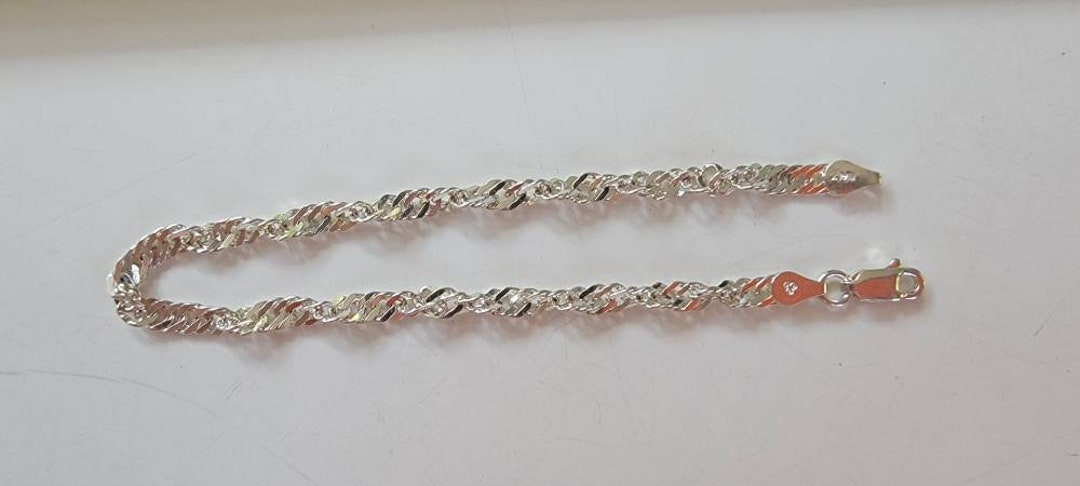 Fancy Chain Bracelet Sterling Silver Shiny Rope Light Weight Links - Etsy