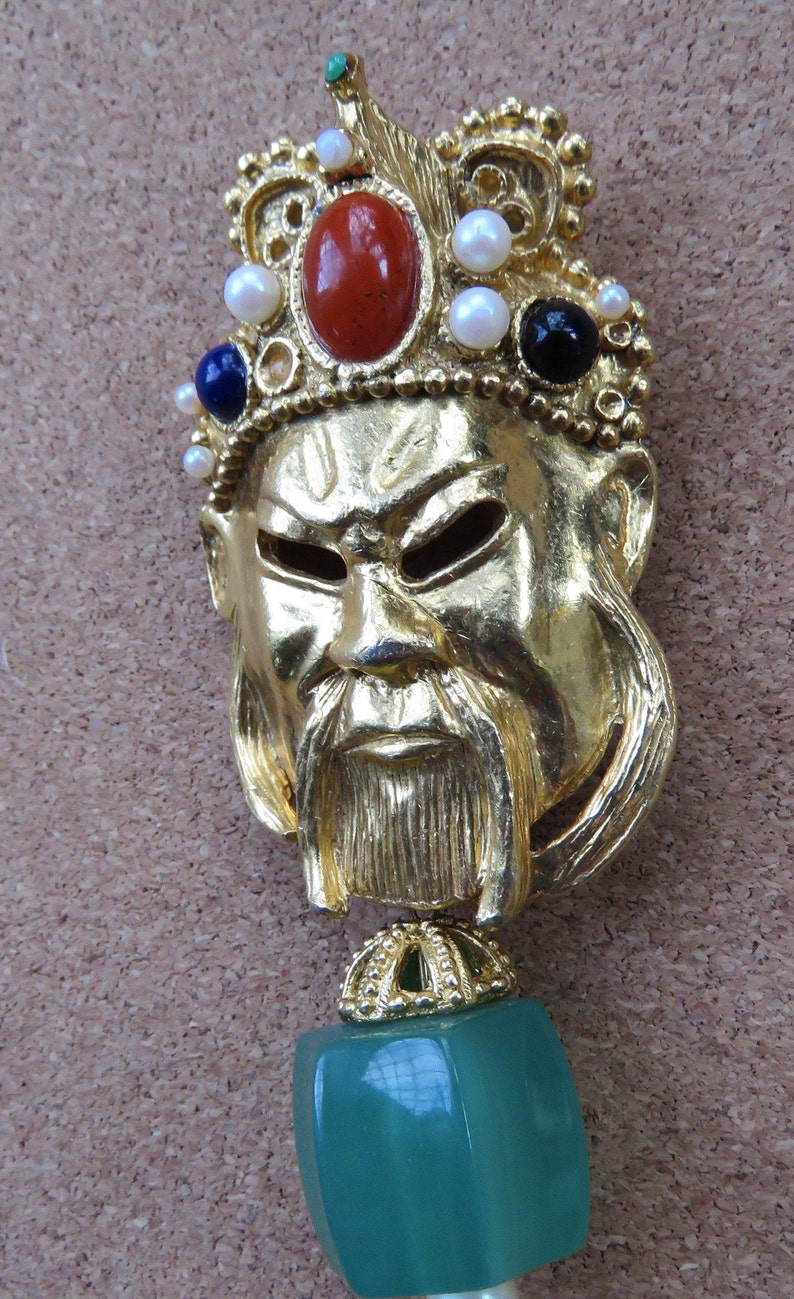 Fu Manchu Brooch Asian Man Pin Huge Jewelry Les Bernard - Etsy