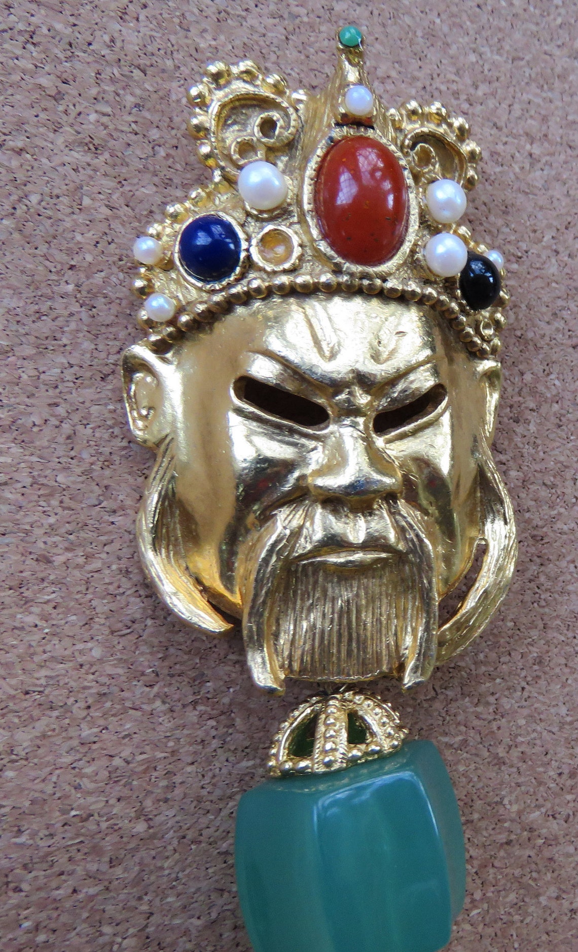 Fu Manchu Brooch Asian Man Pin Huge Jewelry Les Bernard - Etsy