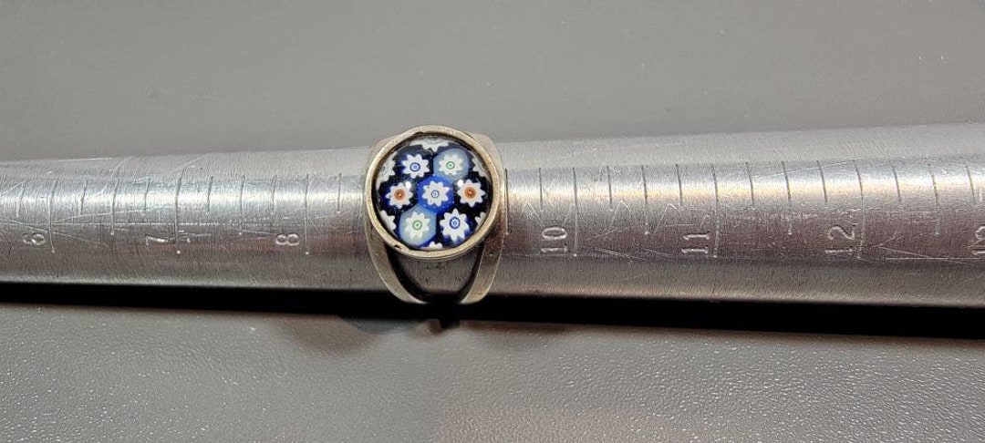 Caithness Glass Ring Blue Glass Statement Ring Sterling Silver Size Usa ...