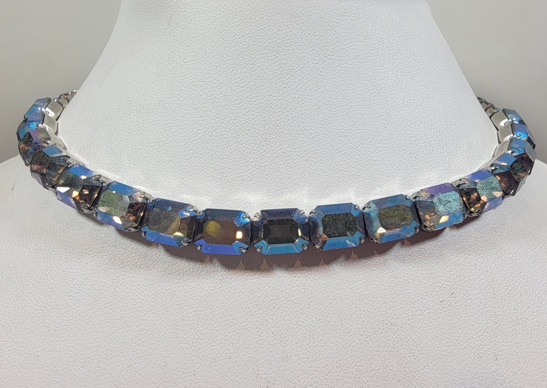 Weiss Rhinestone Necklace Blue Aurora Rhinestones - Etsy