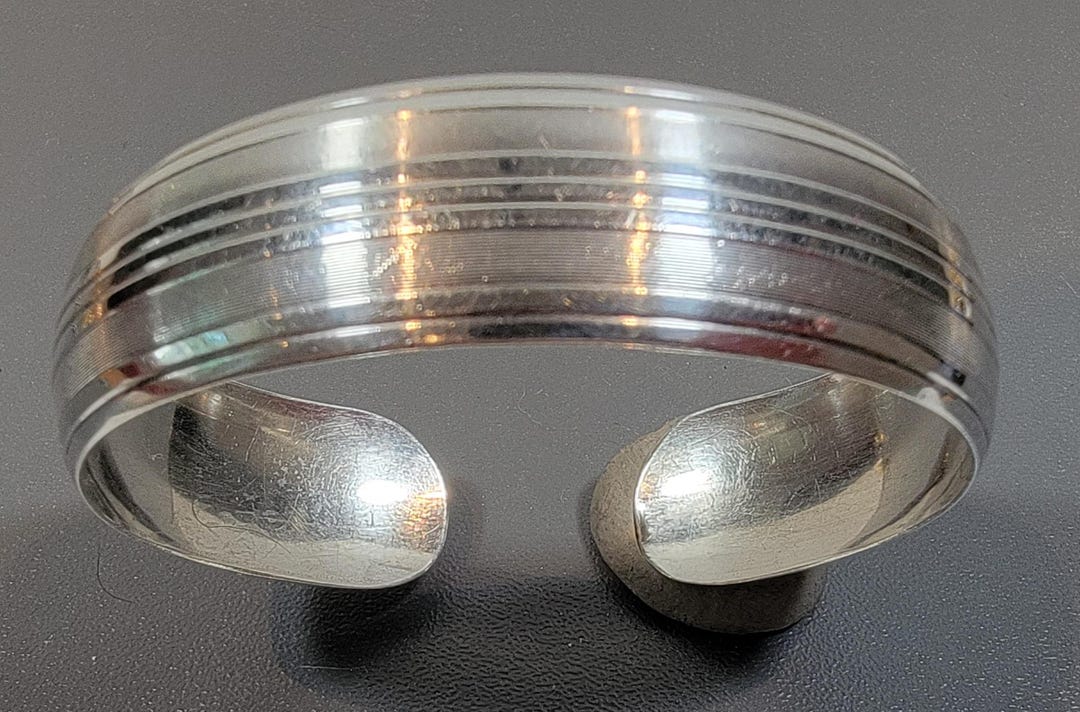 Silver Bangle Cuff Machined Design Vintage 835 Silver - Etsy