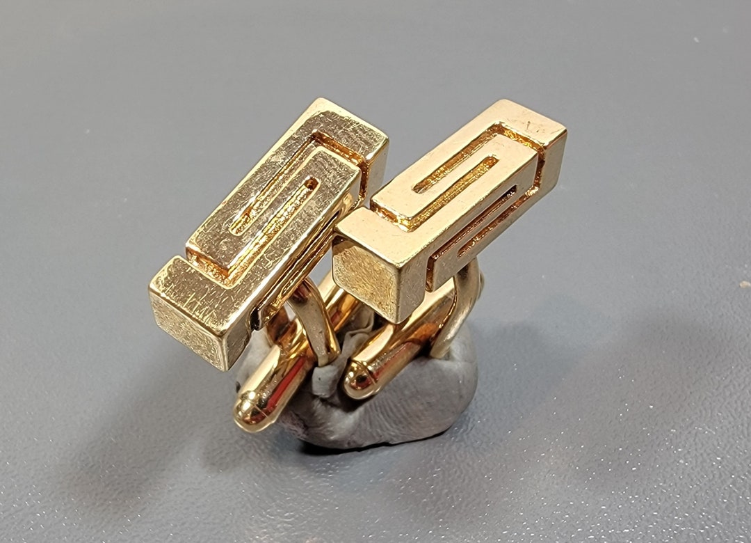 Gianni Versace Cufflinks Gold Tone Geometric Slim Vintage - Etsy