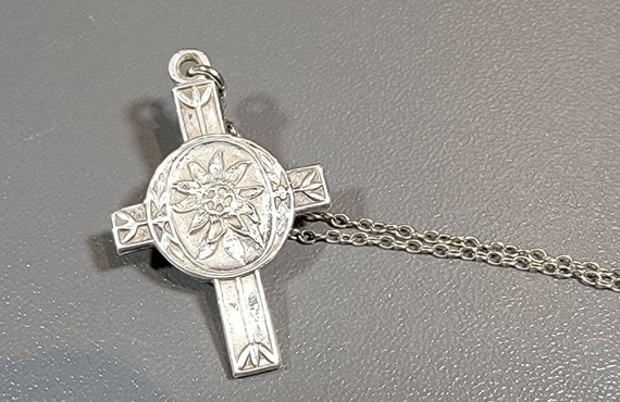 saint christopher medal cross shape edelweiss flower … - Gem