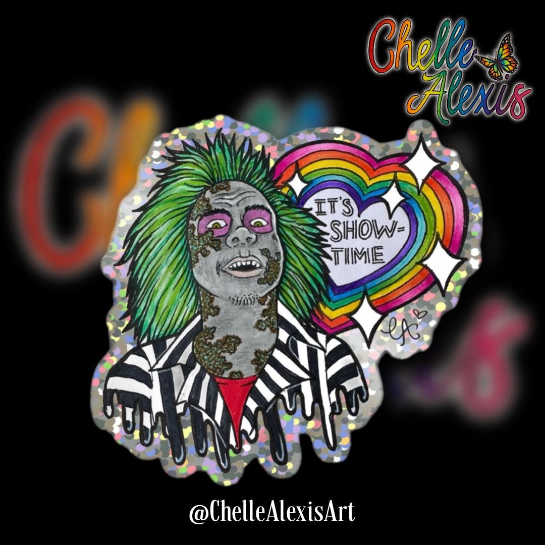 It's Showtime! Classic Horror Movie Icon Holographic Glitter Sticker ...