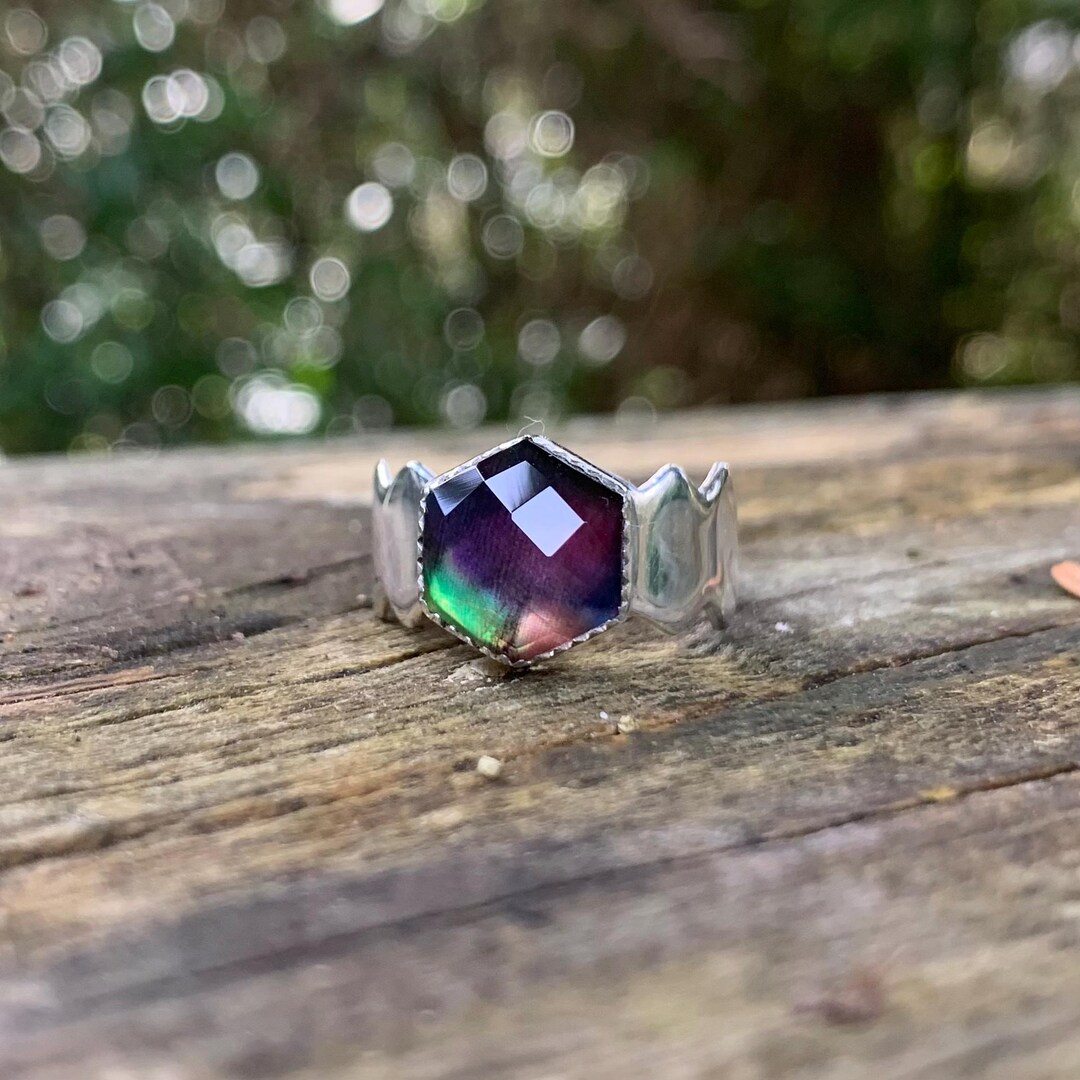 Sterling Silver Abalone and Quartz Ring, Handmade - Etsy