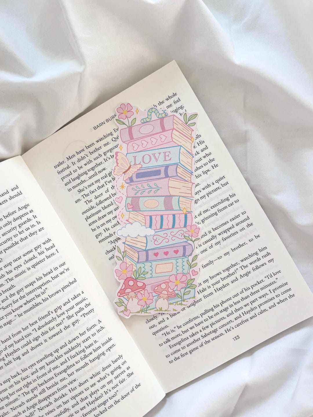 Pretty Bookmark | Romance Bookmark | Pastel Bookstack Bookmark ...