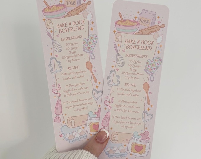 Bakery Bookmark | Bake a Book Boyfriend Recipe Bookmark | Bookish Gift ...