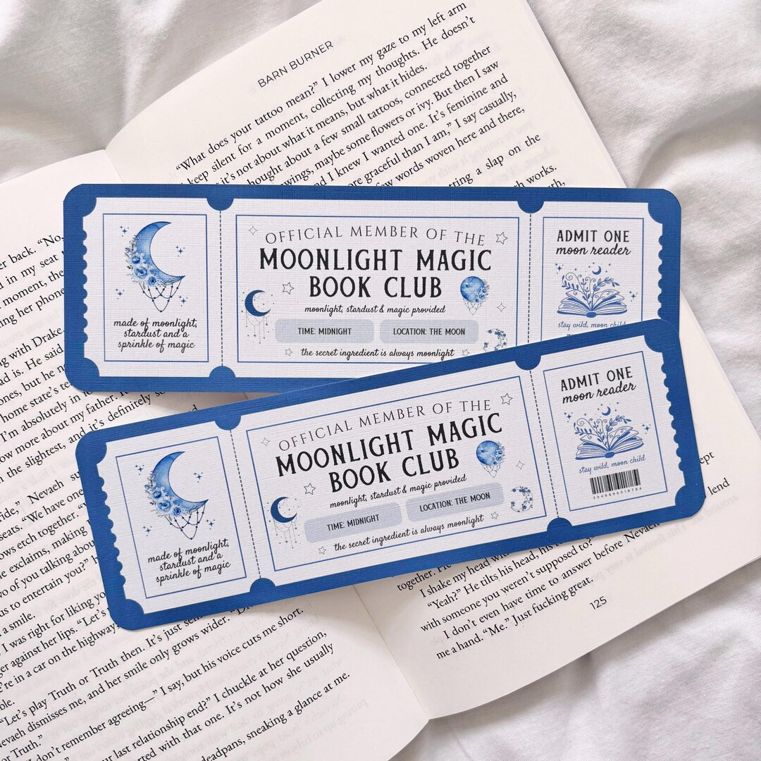 Moon Bookmark | Moonlight Magic Book Club Ticket Bookmark | Magic Lover ...