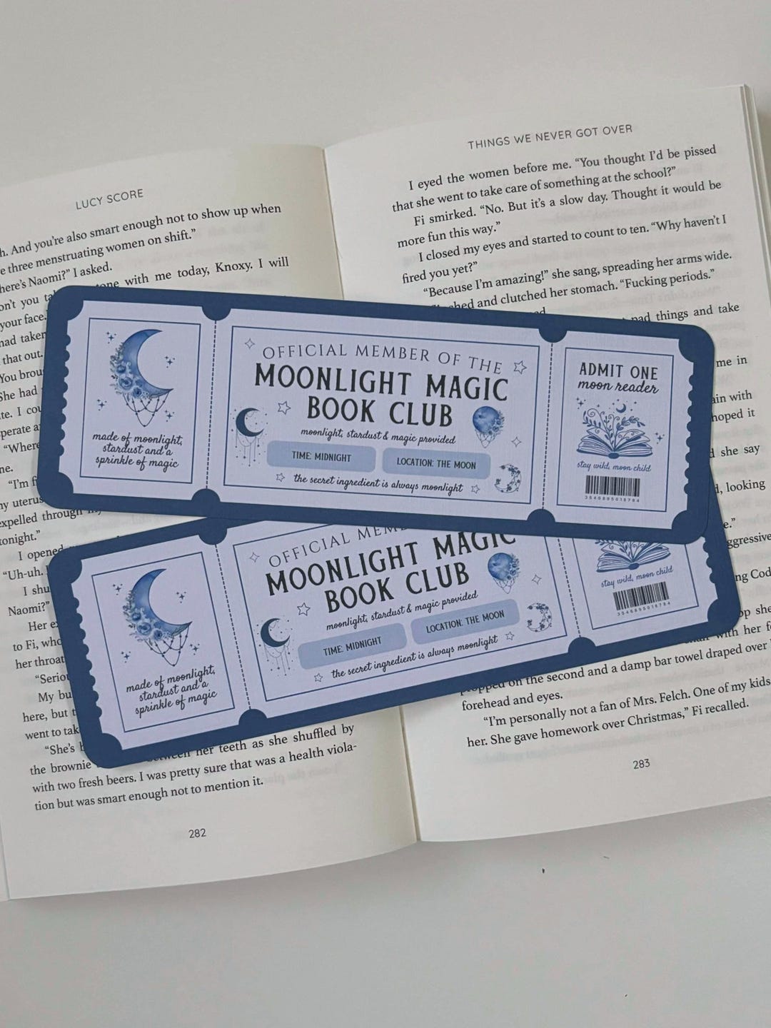 Moon Bookmark Moonlight Magic Book Club Ticket Bookmark Magic Lover ...