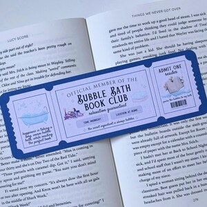 Bubble Bath Bookmark Bubble Bath Book Club Ticket Bookmark Book Club ...