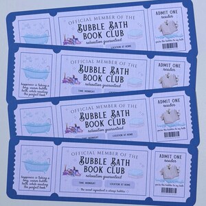 Bubble Bath Bookmark Bubble Bath Book Club Ticket Bookmark Book Club ...