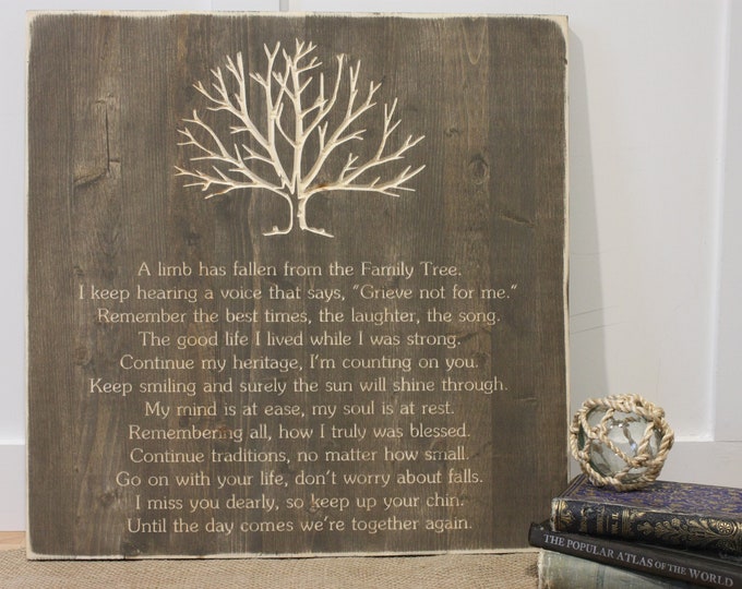 Family Tree Memorial A Limb Has Fallen Rustic Wood Sign 20x20 Farmhouse ...