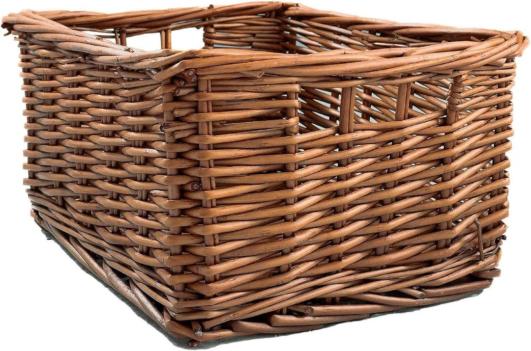 Rectangular Wicker Storage Basket With Handles Wicker Basket, Wicker ...