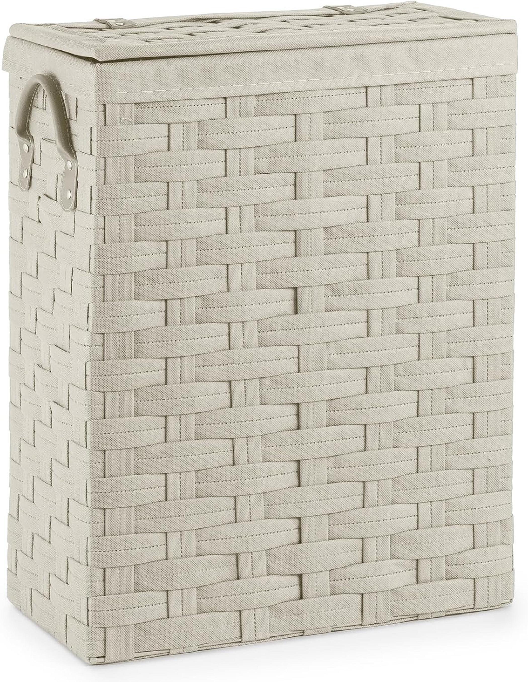 Slimline Laundry Linen Basket Cream Bin Bathroom Storage Hamper Basket With Lid Etsy Ireland