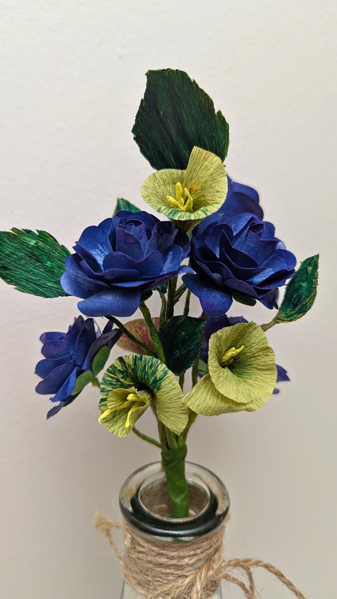 Blue Paper Roses Mini Bouquet | Hand-painted & Scented | Floral ...