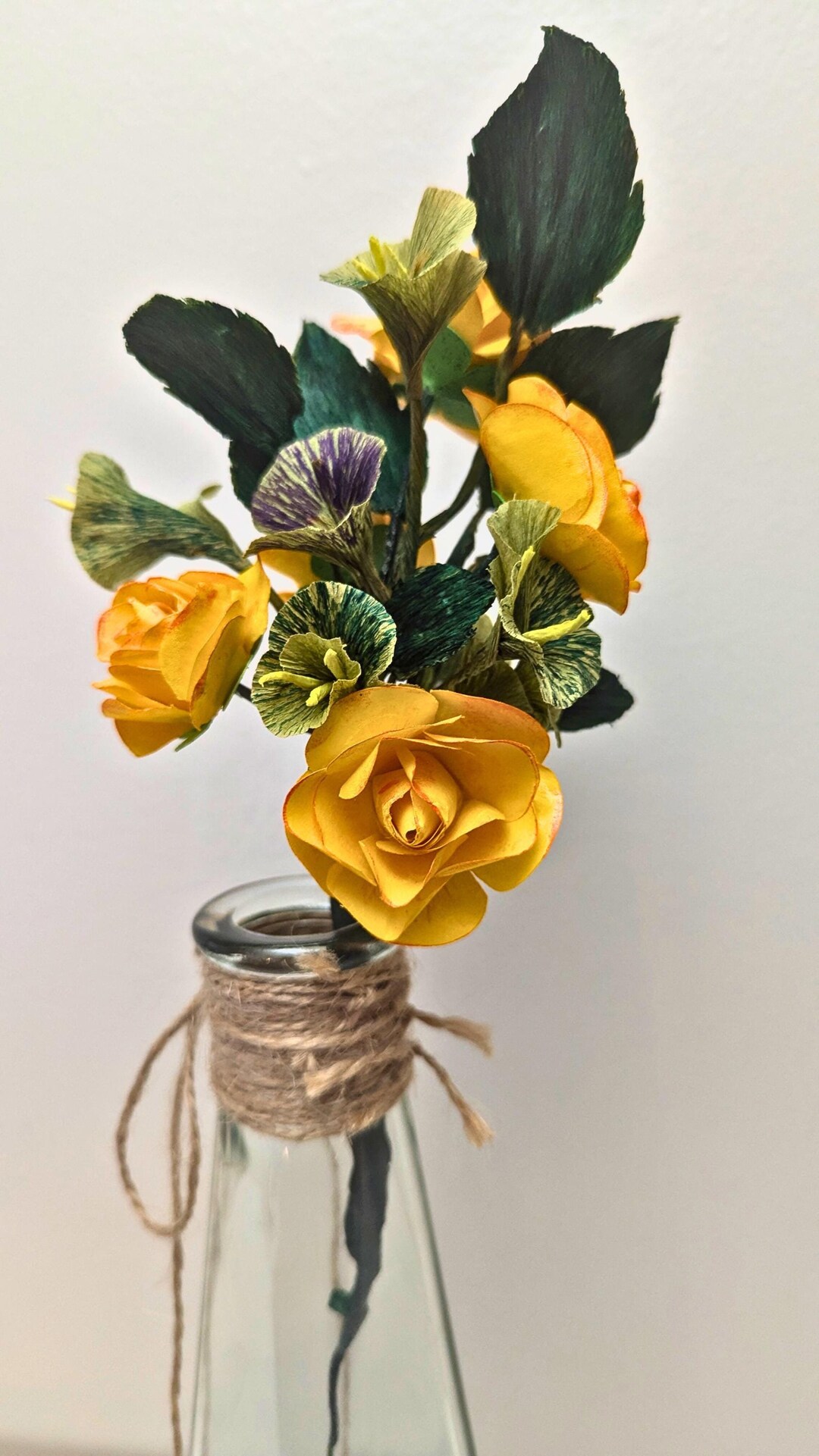 Golden Paper Roses Mini Bouquet | Hand-painted & Scented | Floral ...