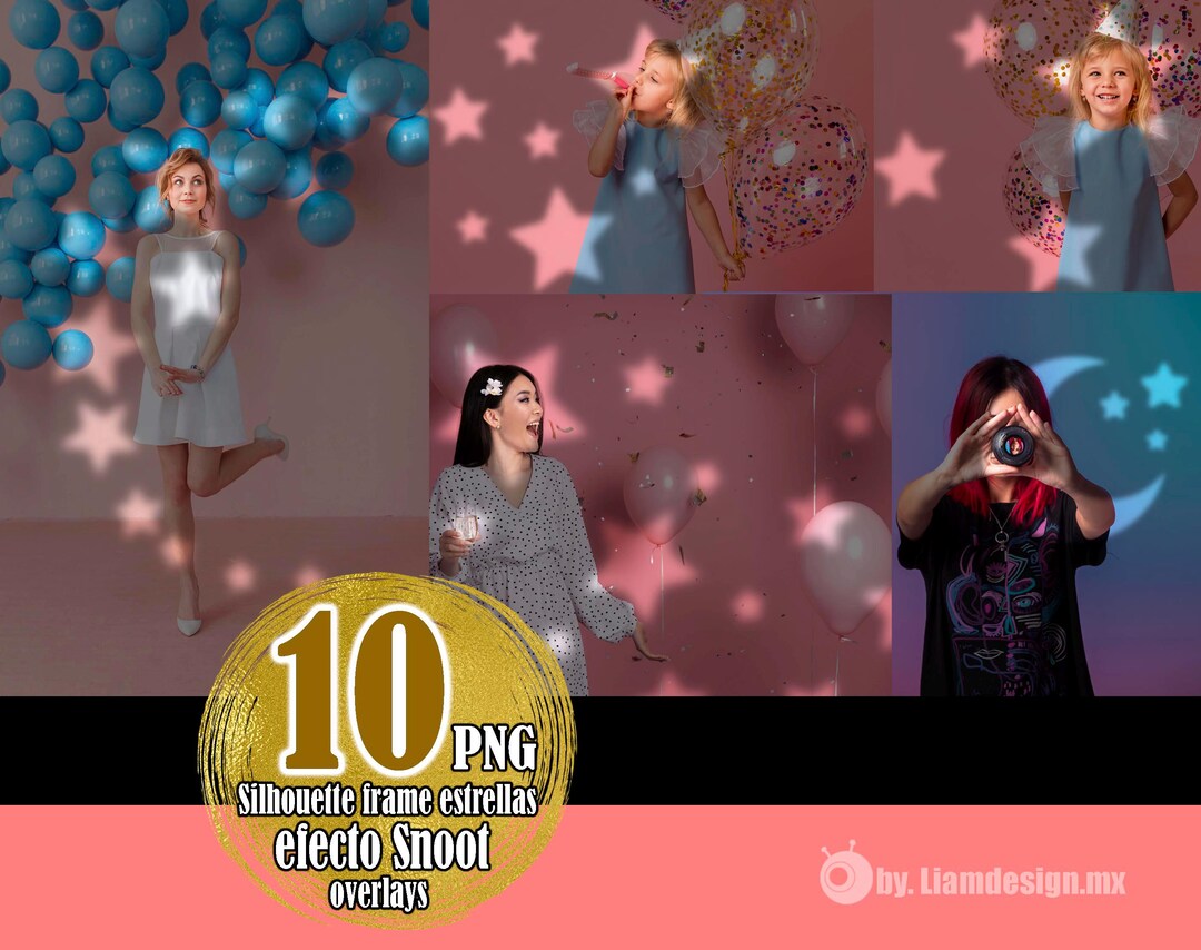 10 Overlay Frames in Set of Stars PNG Snoot Effect. - Etsy
