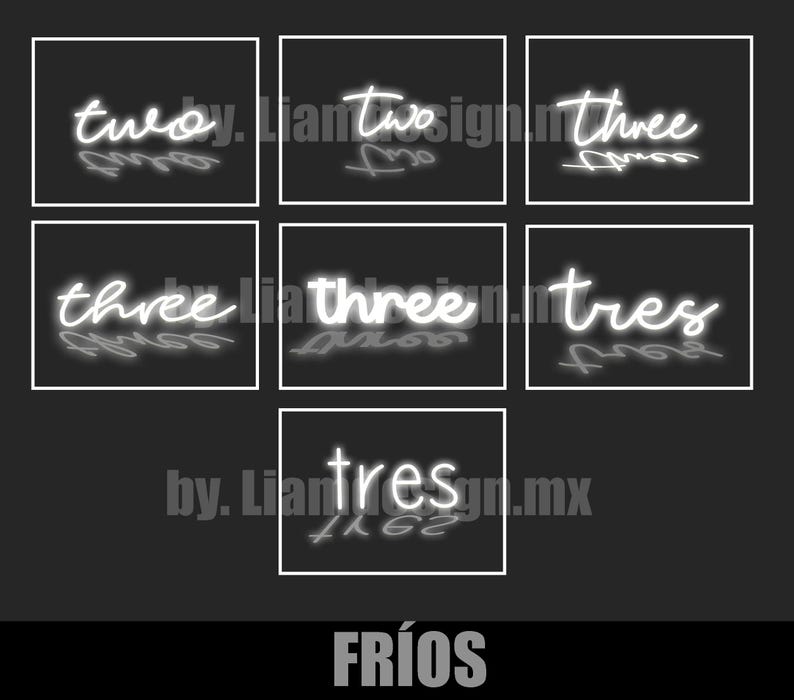 32 NEON SIGN Overlays, in Warm and Cool Tones, One, Two, Three, One ...