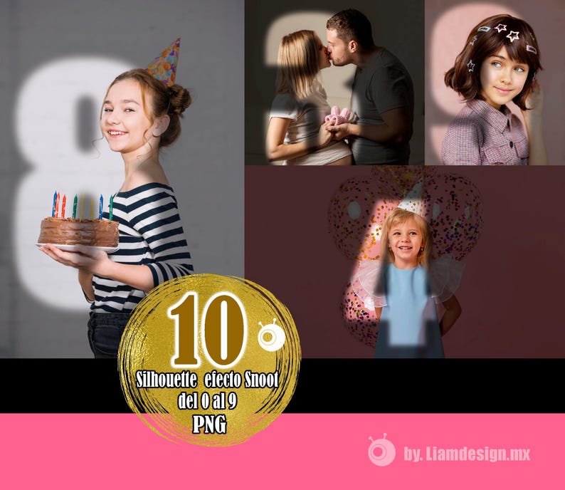 Snoot Effect PNG Numbers Silhouette Overlay From 0 to 9. - Etsy Australia
