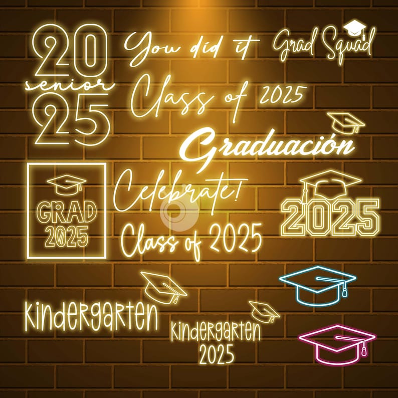Graduation Neon Signs PNG, Graduate, Class Of - Etsy