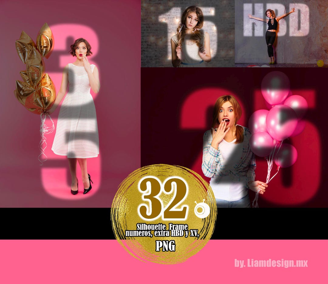 32 - Overlay Frames on Silhouette Numbers PNG Snoot Effect. - Etsy