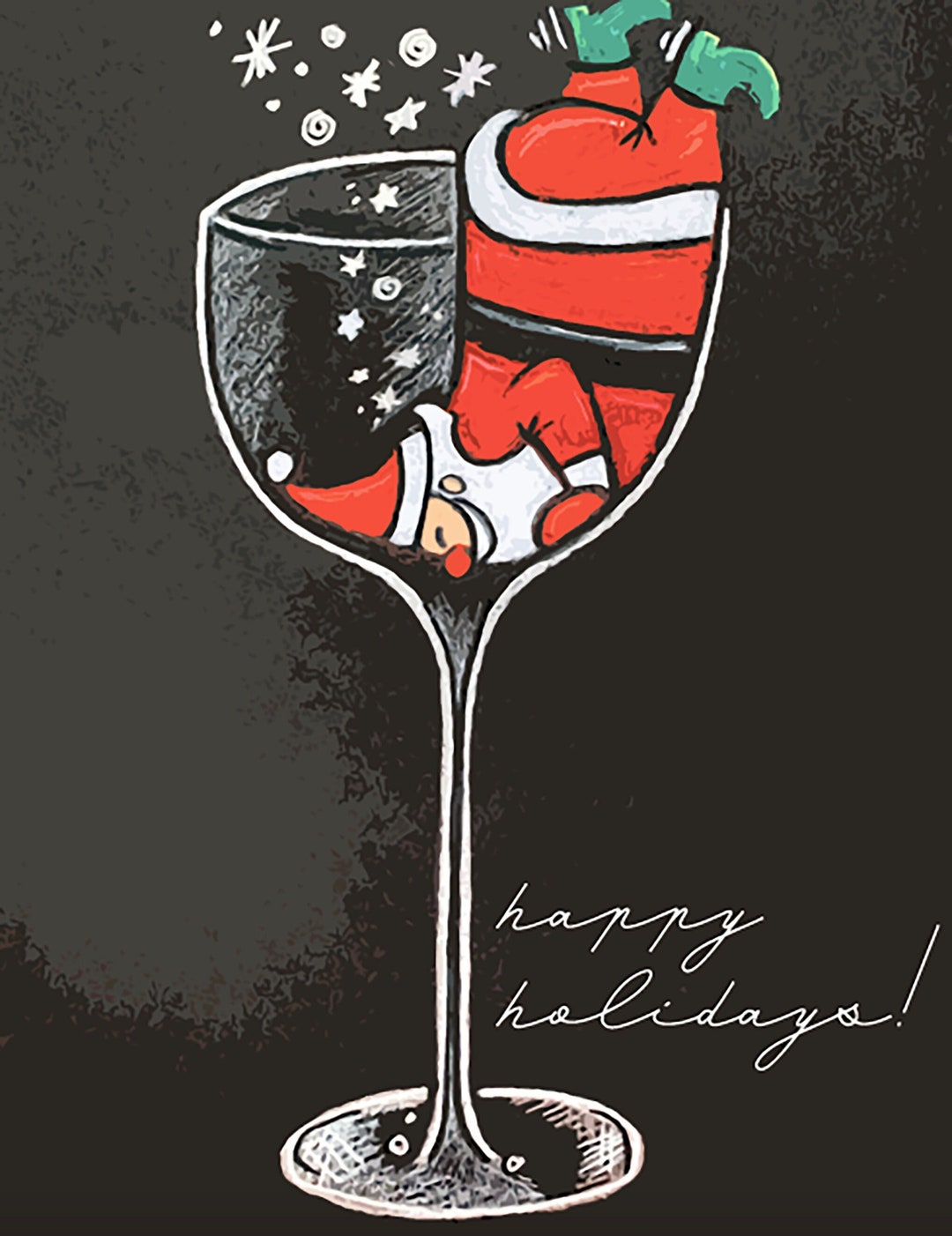 Boozy Santa Holiday Card Christmas, Cocktail, Cheers, Santa Claus ...