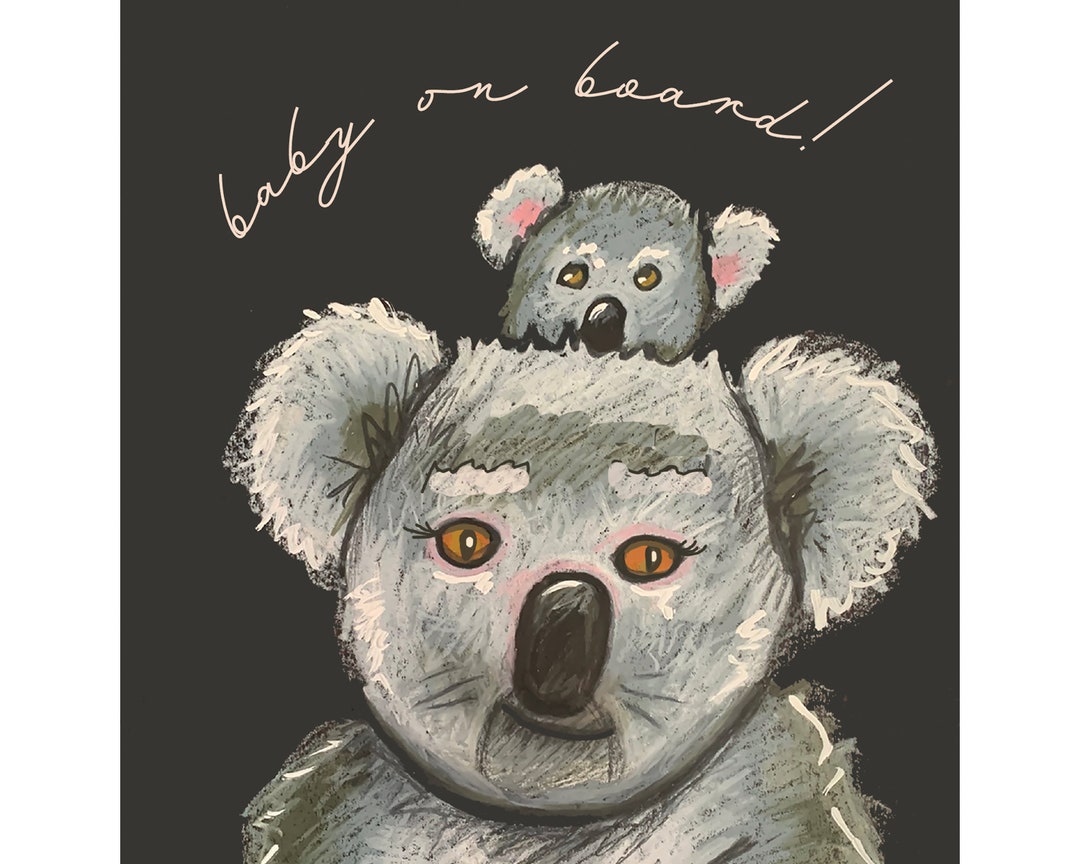 Baby on Board Greeting Card - Koala, Pregnant, Announcement, Congrats ...