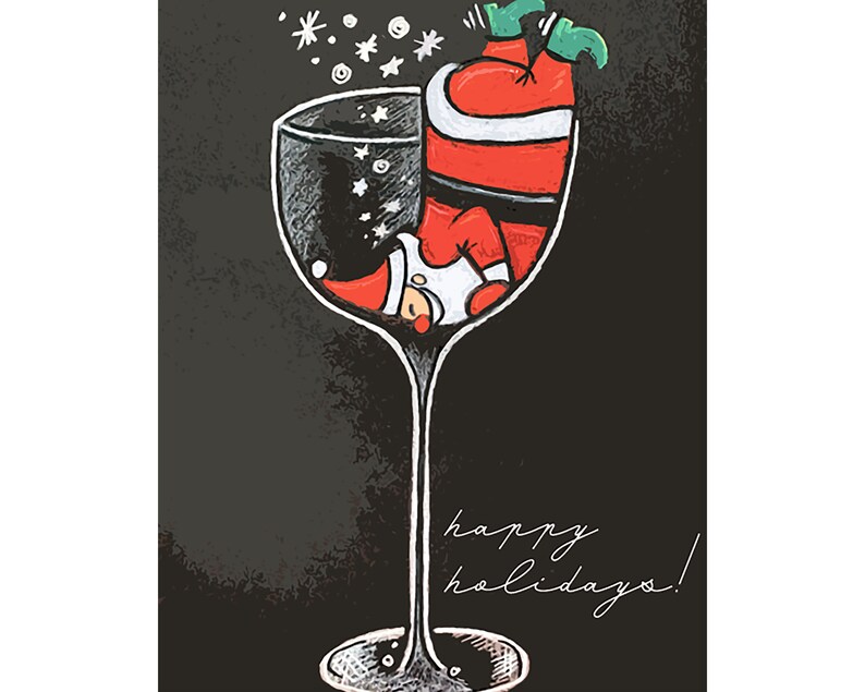 Boozy Santa Holiday Card - Christmas, Cocktail, Cheers, Santa Claus ...