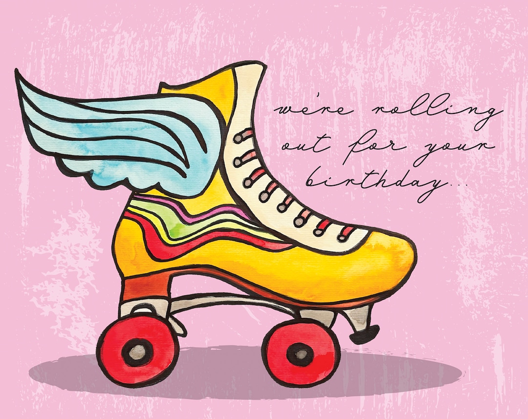 Roller Birthday Greeting Card Roller Skate Roller Blade - Etsy