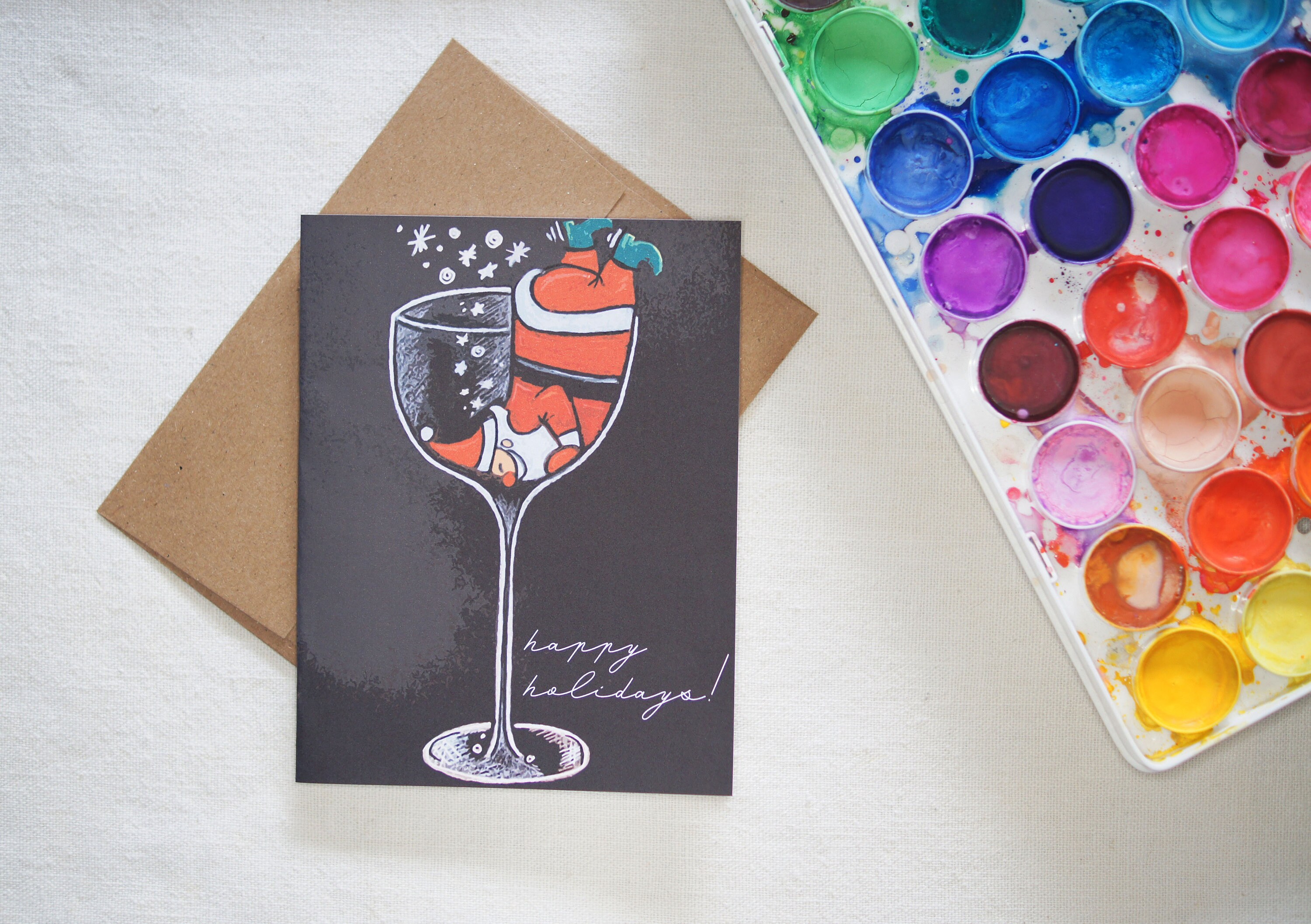 Boozy Santa Holiday Card - Christmas, Cocktail, Cheers, Santa Claus ...