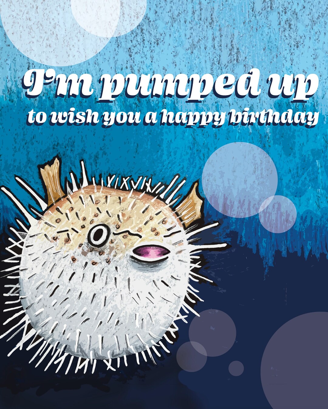 Puffer Fish Birthday Card Greeting Ocean Marine Beach - Etsy