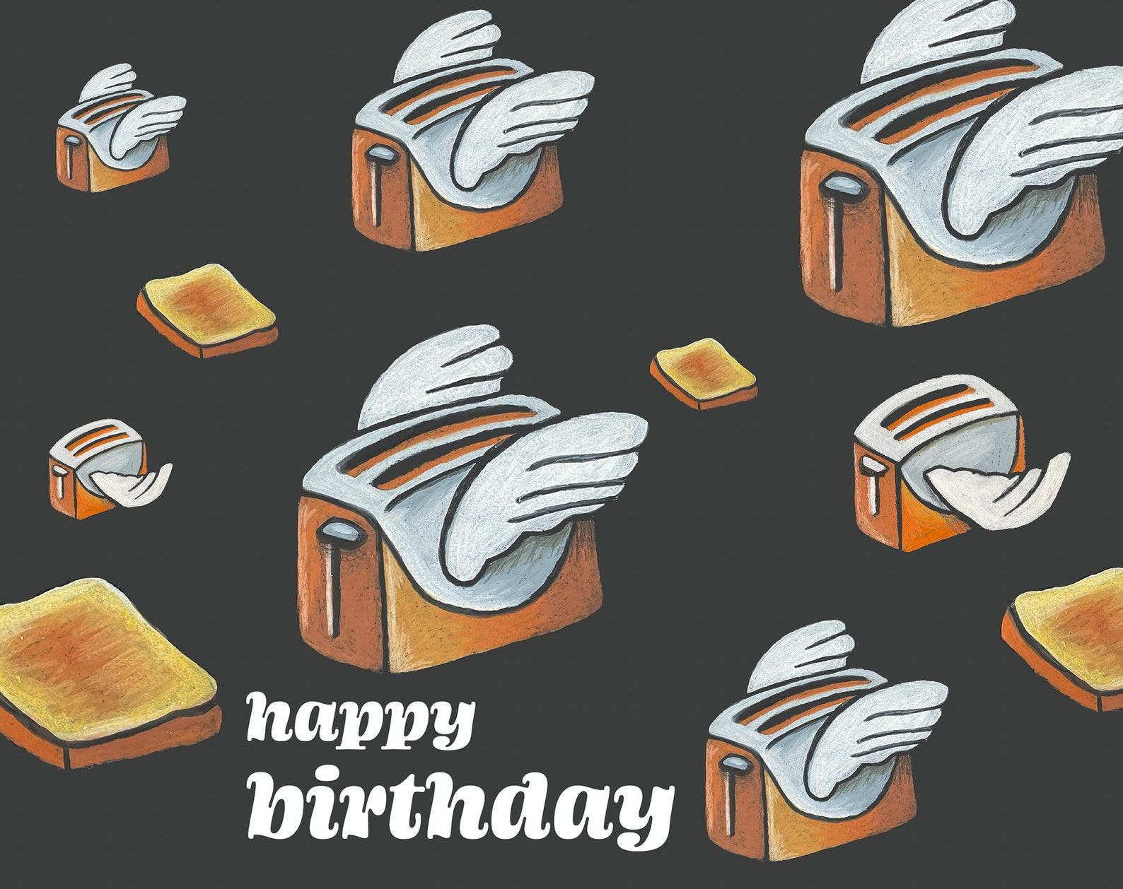 Flying Toasters Birthday Card - Nineties, After Dark, Chalk Art ...
