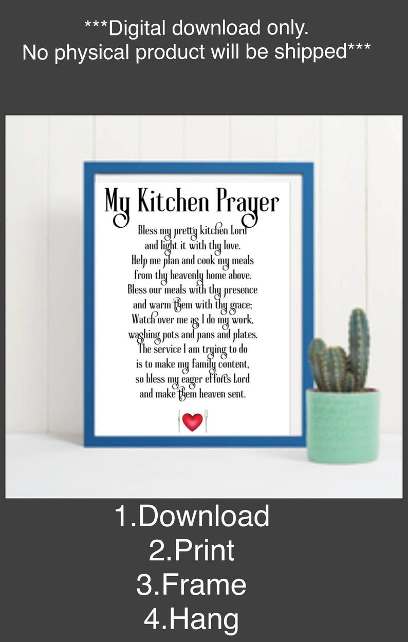 My Kitchen Prayer Print: Christian Kitchen Decor (PDF Digital Download ...