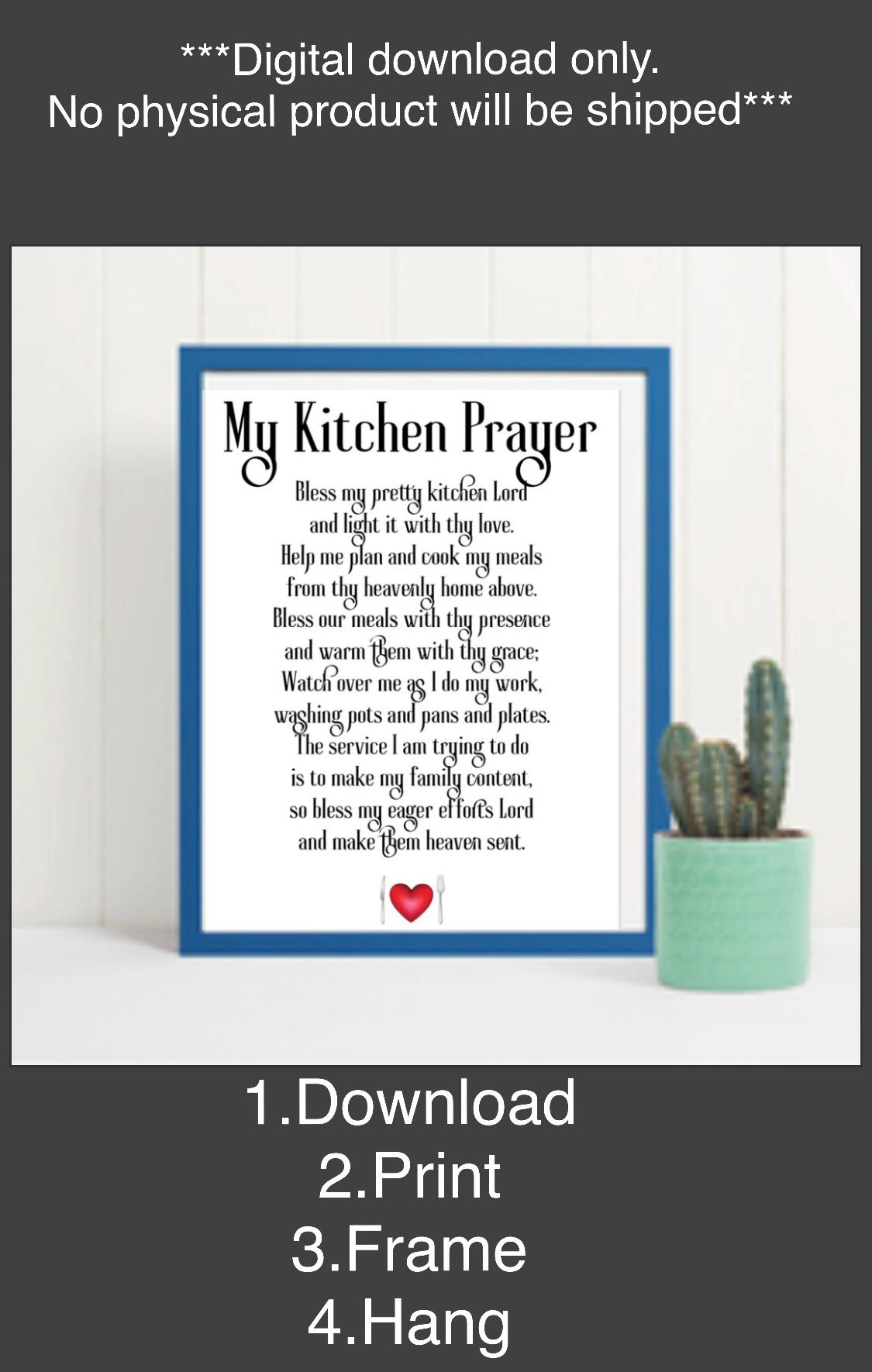 Christian Kitchen Prints, My Kitchen Prayer God Decor, Christian Decor ...