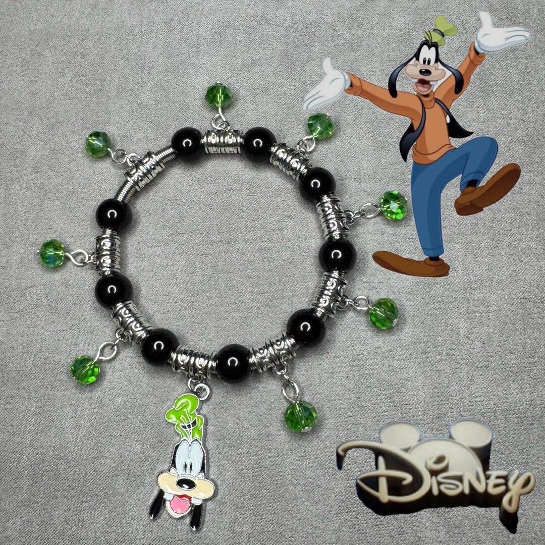 GOOFY Disneyinspired 18cm Silver Spring Stretchy Charm Bracelethandmade ...
