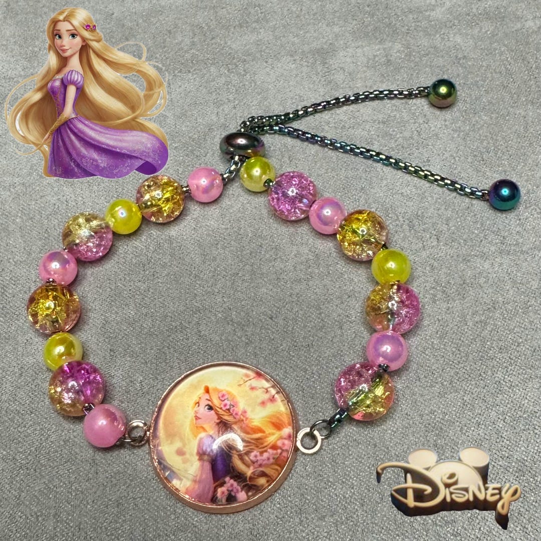 PRINCESS RAPUNZEL tangled Rainbow Adjustable Slider Chain Charm ...