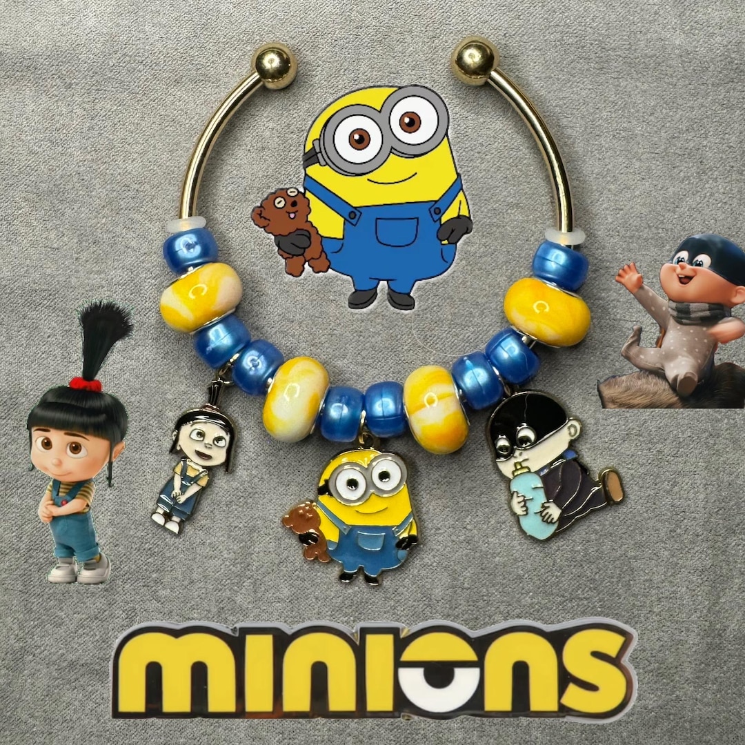 MINIONS Bob with Agnes and Gru Jr DESPICABLE ME Inspired Gold Open Cuff ...