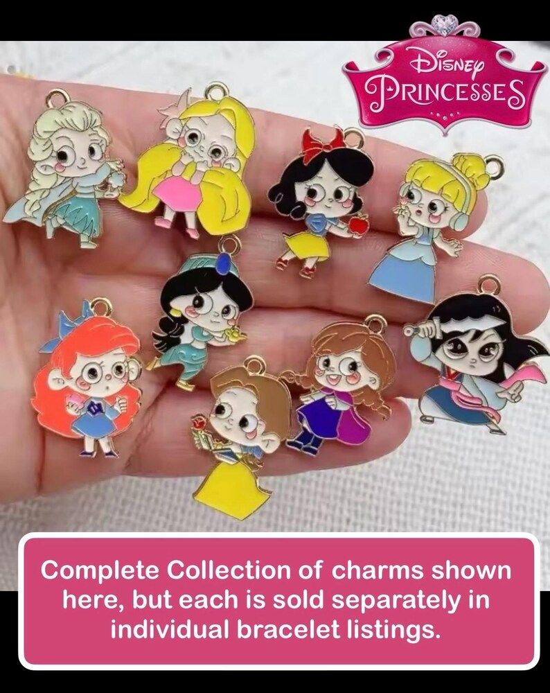 Disney Princess RAPUNZEL 4 18cm Pink Braided Leather Charm Bracelet ...