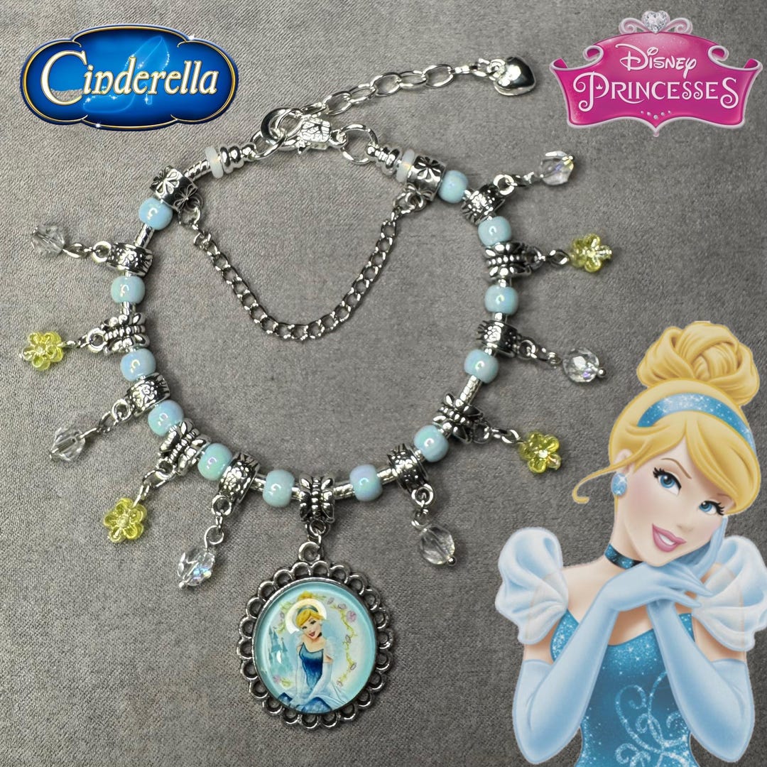 PRINCESS CINDERELLA XL Pandora-style Silver Snake Chain Charm Bracelet ...