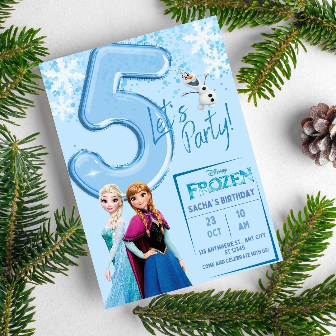 Frozen Birthday Invitation, Princess Elsa Anna, Olaf Party Invitation ...