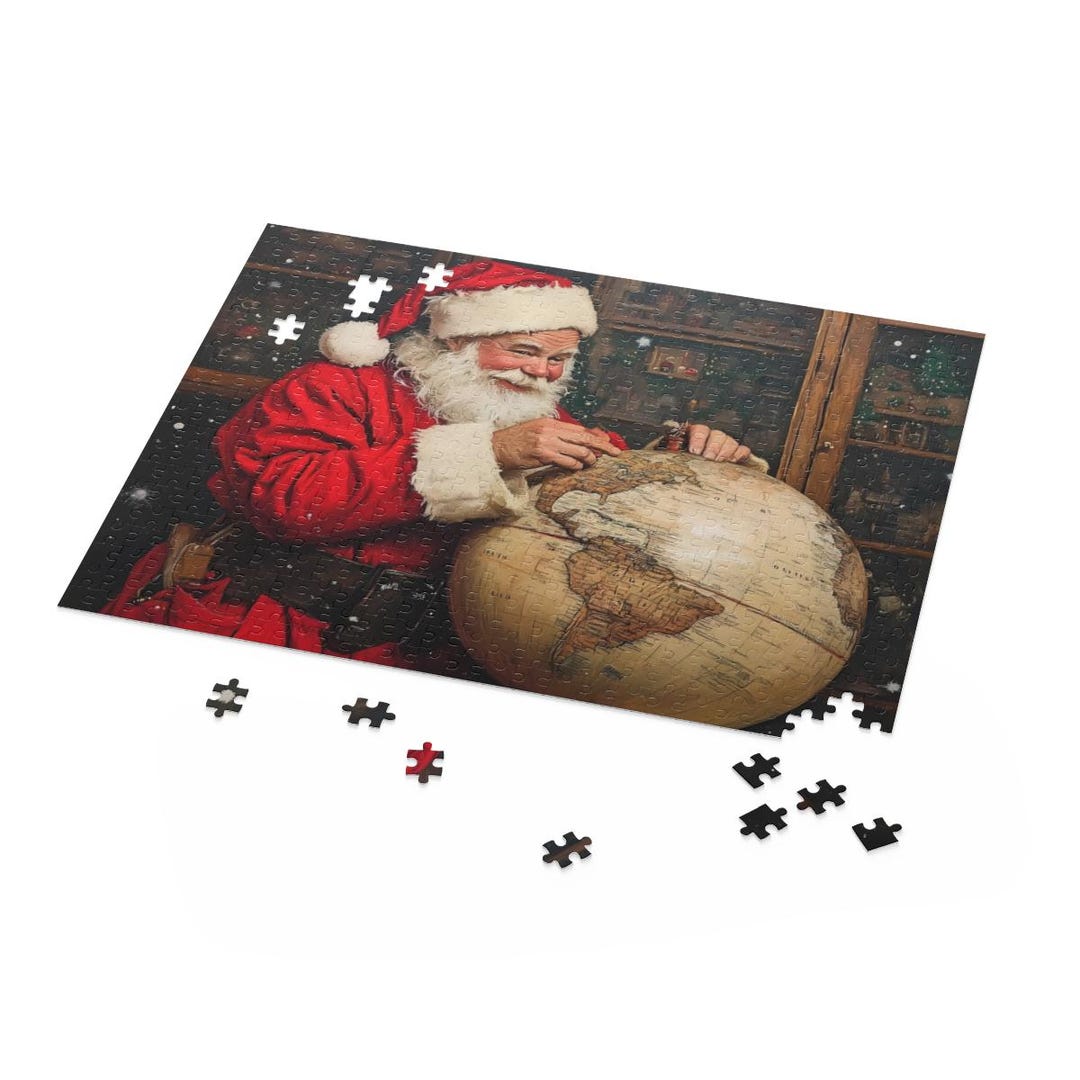Puzzle, Norman Rockwell Santa in North Pole, Christmas Jigsaw, Holiday ...