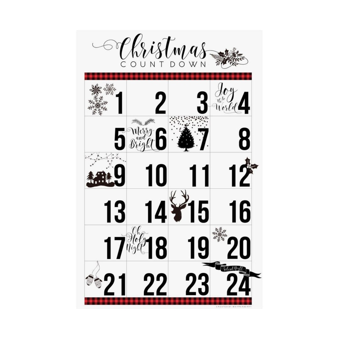 Christmas Countdown Poster, Holiday Wall Art, Festive Decor, Advent ...