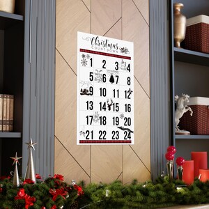Christmas Countdown Poster, Holiday Wall Art, Festive Decor, Advent ...