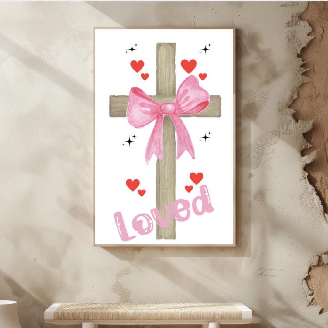Valentines Day Cross Digital Print Faith-inspired Printable Wall Art ...