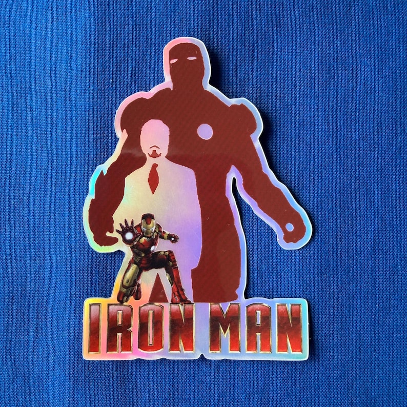 MARVEL IRON MAN Die-cut Holographic Glossy Sticker - Etsy
