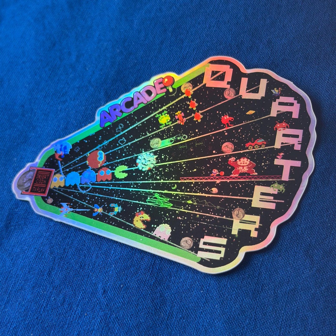 ARCADE Quarters 1980’s Art Holographic Die-cut Sticker - Etsy UK